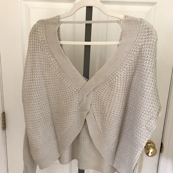 Sweaters | Nwt Hem Thread Sweater Oatmeal Lightweight Criss Cross Back ...